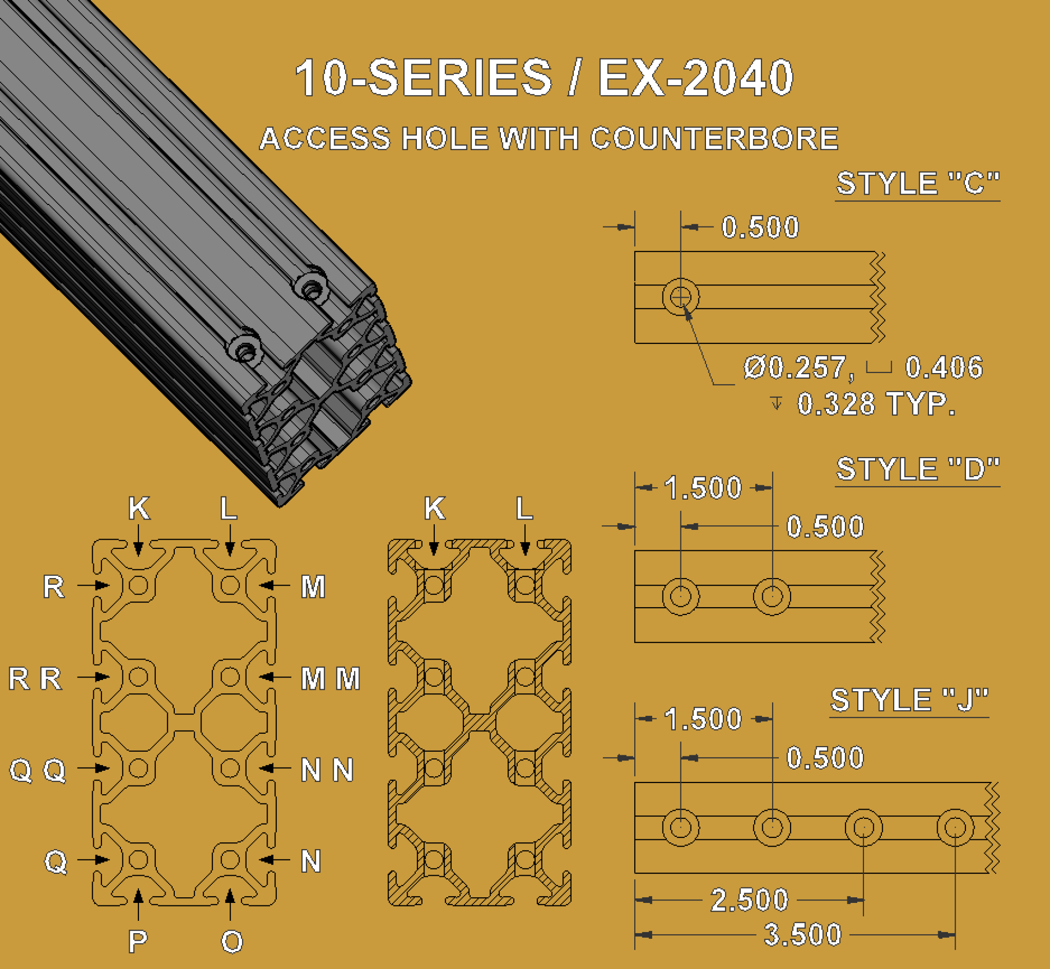 EX-2040 – 2″ x 4″ Smooth T-Slotted Aluminum Extrusion | TNUTZ